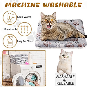 4 Pack Ultra Soft Dog Cat Bed Mat with Cute Prints Reversible Fleece Dog Crate Kennel Pad Cozy Washable Thickened Hamster Guinea Pig Bed Pet Bed Mat for Small Animals (Light Gray,13 x 19 Inches)