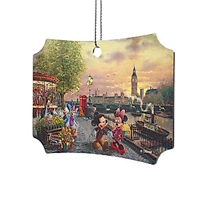 Disney – Mickey and Minnie Mouse in London - Thomas Kinkade Studios - This 4” x 2.5” Hanging Metal Print Accessory – Limited Edition Officially Licensed Collectible | Complimentary Velveteen Gift Bag