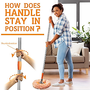 TIMIVO Dust Mop, Microfiber Mops for Floor Cleaning, with Height Adjustable Handle and 1 Washable Mops Pad, Wet & Dry Floor Cleaning Mop for Hardwood, Tiles, Laminate - Dust Broom (Orange)