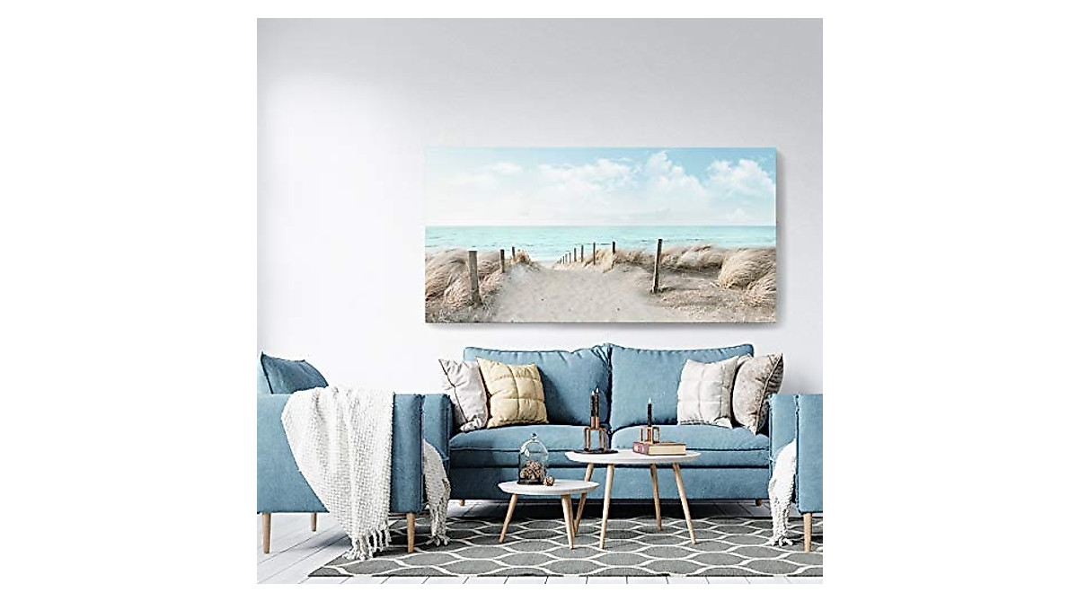 Large Canvas Wall Art Sky Beach Scene - 60x30 Inches Ready to Hang