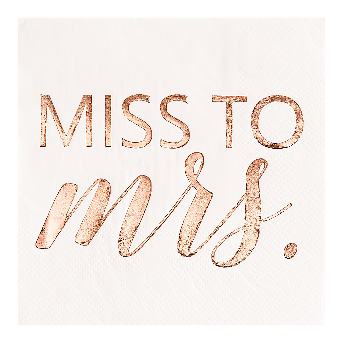 Calculs Bridal Wedding Beverage Napkins Miss to Mrs Celebrations Tableware Snack/Dessert/Beverage Disposable Napkin Rose Gold Foil 55 Pcs