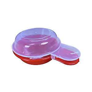 JCFUHONG Microwave Egg Cooker Set - Quick 1-Minute Egg Hamburg Omelet Maker Red & Clear Steam Release Vent Dishwasher Safe Kitchen Cooking Tool.