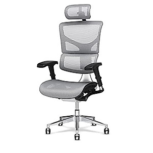 X-Chair X2 Management Task Chair, White K-Sport Mesh Fabric with Headrest - Ergonomic Office Seat/Dynamic Variable Lumbar Support/Floating Recline/Highly Adjustable/Perfect for Long Work Days