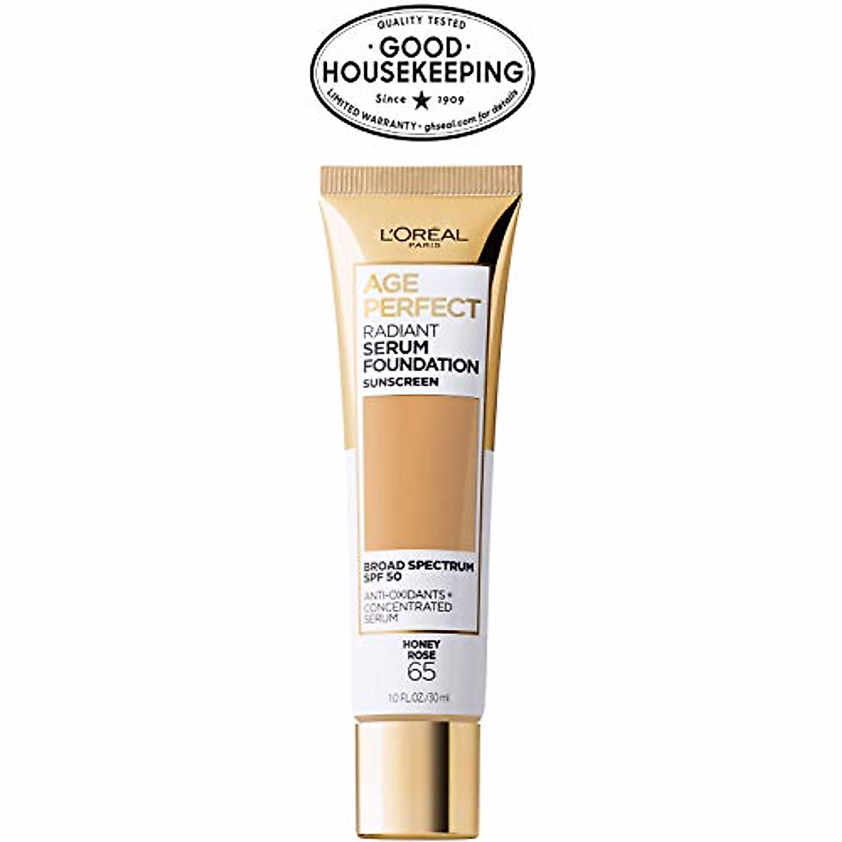 L'Oreal Paris Age Perfect Radiant Serum Foundation with SPF 50, Honey Rose, 1 fl. oz.