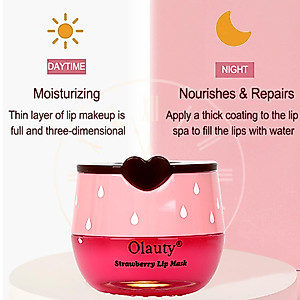 Bee Lip Balm Honey Pot, 2 PCS Strawberry & Honey Lip Masks Hydrating Prevention Dry and Cracked Lip Scrubs Exfoliator,Lip Sleep Mask Reduces Lip Lines,Lip Exfoliating BeeLip Balm Sleeping Lip Mask