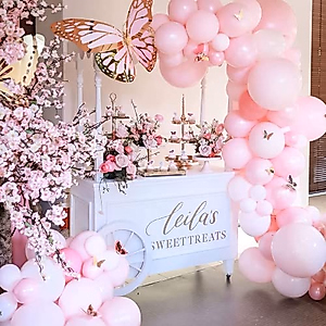 HUAXUS Pink Balloons - 100pcs Pastel Light Pink Latex Balloons Different Sizes 18/12/10/5 Inch for Valentines Day Baby Shower Wedding Birthday Party Decorations