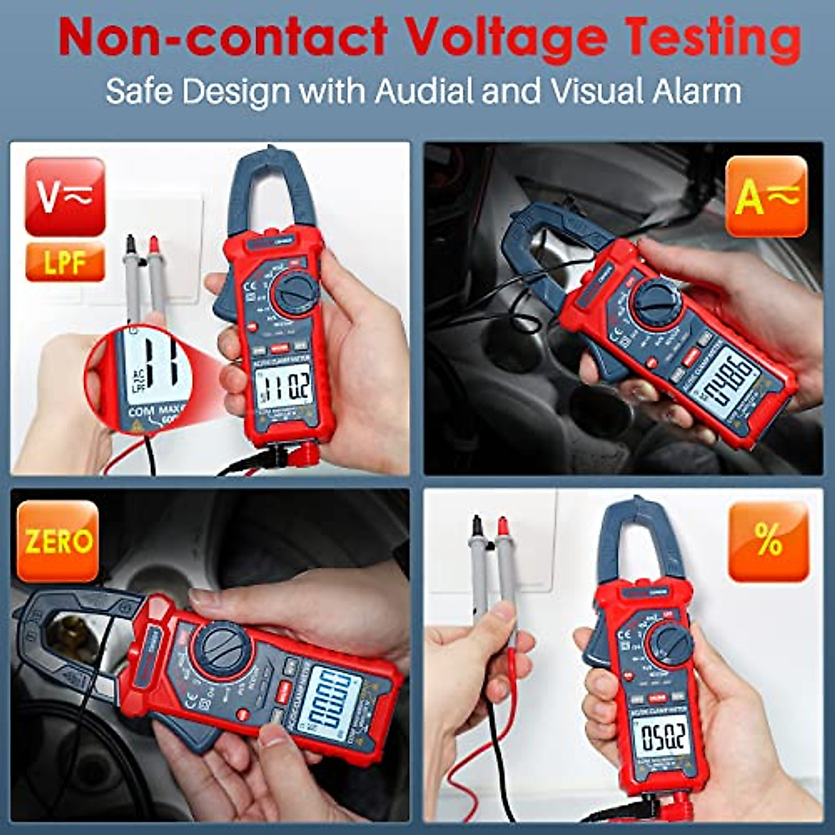 AstroAI Digital Clamp Meter Multimeter 4000 Counts Auto-ranging Amp Tester Measuring AC/DC Voltage & Current, Resistance, Capacitance, Frequency, Continuity, Live Wire Test, NCV Detection