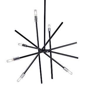 VILUXY Contemporary Chandelier Lighting Fixture 6-Light Matt Black Finish Mid-Century Pendant Lighting for Dining Room Bedroom Kitchen Living Room