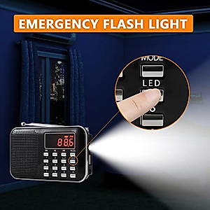 Leting Radios Portable AM FM with MP3 Speaker, Portable Radio Support Micro SD/TF Card/USB/Music Recording,Rechargeable Battery Powered AM FM Radio,Mini Radio with Best Reception (Black)