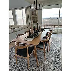 Hauteloom Ganyangan Boho Vintage Distressed Damask Area Rug - Farmhouse Traditional Floral Faded Carpet for Living Room, Bedroom - Machine Washable Rug - Brown, Taupe, Cream - 7'10" Square