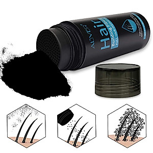Hair Building Fibers, Hair Thickening Fibers for Thinning Hair & Bald Spots Thicker Fuller Hair in 15 Seconds Suitbable for Man and Woman 0.97Oz(Black)
