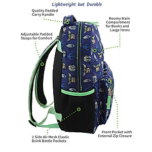 Disney Star Wars Mandalorian Baby Yoda Boy's Girl's Adult 16 Inch School Backpack (One Size, Blue/Green)