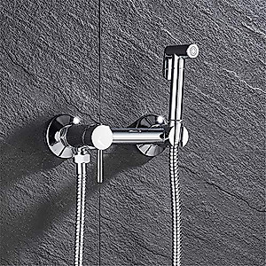 MINJING Bidet Shower Faucets, Brass Hygienic Shower Spray Airbrush Tap, Hot and Cold Mixer Toilet Spray Bidet Tap,Chrome A