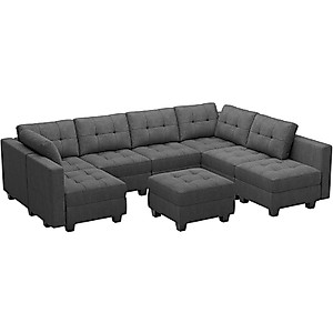 Belffin Modular Convertible Sectional Sofa Couch with Reversible Chaise U Shaped Couch Set with Storage Ottoman Sectional Modular Sofa with Storage Seats Dark Grey