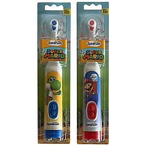 Super Mario Children’s Oral Hygiene Set Includes Super Mario Rinsing Cup with Super Mario Powered Toothbrush