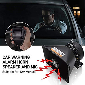 Police Siren Speaker - DC 12V 200w Car PA System kit with emergency siren horn Speaker loud 9 sound Wired Handheld Microphone Loudspeaker Emergency Siren Electronic For vehicles Truck UTV ATV