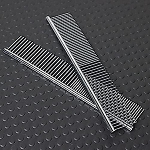Kopal Dog Comb 2 Pack Pet Steel Comb Dogs and Cats, Stainless Steel Comb Rounded Teeth, Static-free Metal Comb Corrosion Resistant Cat Comb Pet Dematting Tool Flea Comb Pet Grooming Tool - 7.4in