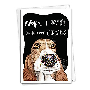 NobleWorks - 1 Funny Animal Birthday Card with Envelope - Cute Card for Birthdays - Dog Antics Sprinkle Nose C3639ABDG