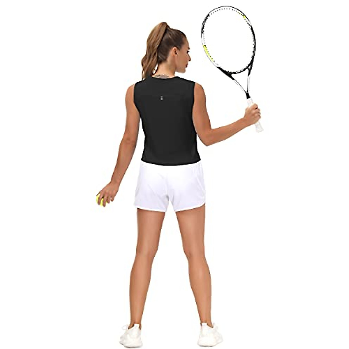 Ice Silk Workout Tops for Women Quick Dry Muscle Gym Running Shirts Sleeveless Flowy Yoga Tank Tops (Black, Small)