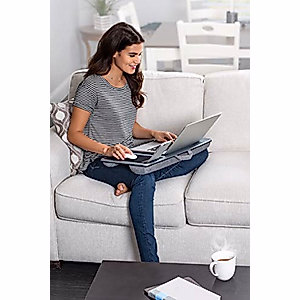 LapGear Home Office Lap Desk with Device Ledge, Mouse Pad, and Phone Holder - Silver Carbon - Fits up to 15.6 Inch Laptops - Style No. 91585