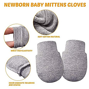 9 Pairs Newborn Baby Mittens Infant Toddler Gloves No Scratch Mittens Unisex Cotton Gloves for 0-6 Months Baby Boys Girls (Black, Gray, White)