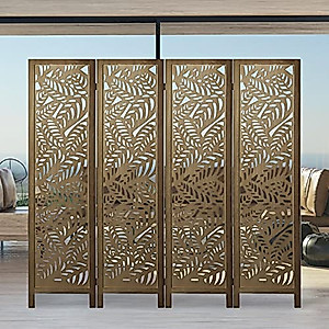 4 Panel Room Dividers Wood Room Dividers Folding Privacy Screen Separation Wall Dividers Separator for Bedroom, Office