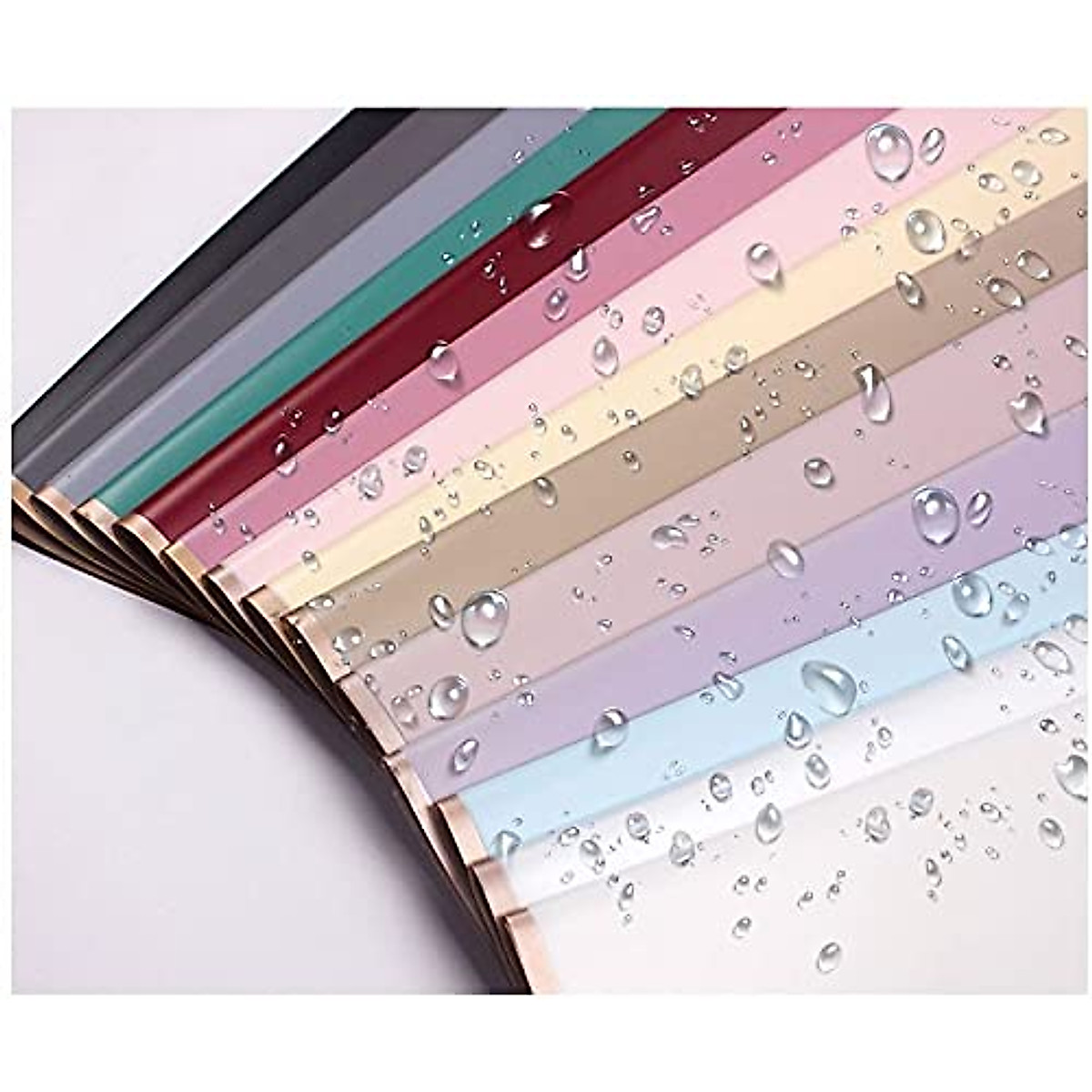 JOSON 30 Sheets /15 Colors Waterproof Gold Edge Flower Wrapping Paper,Florist Bouquet Supplies,DIY Crafts,Gift Packaging or Gift Box Packaging, 23x23Inch