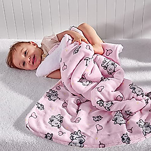 DaysU Plush Flannel Sherpa Baby Blanket for Girls Boys, Portable Reversible Soft Micro Fleece Baby Crib Throw Blanket with Animal Print for Newborn and Nursery, Elephant, 30"x40"