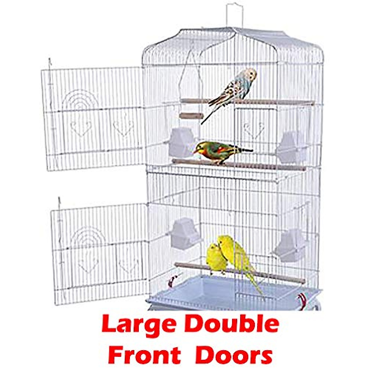 Open Top Canary Parakeet Cockatiel Lovebird Finch Bird Cage with Breeding Doors