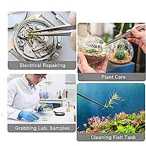 Utoolmart 1Pcs 200mm Lenght Stainless Steel Straight Pointed Tweezers with Serrated Tip