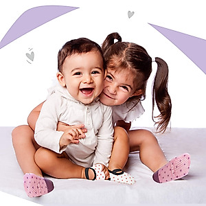 Ashtonbee Toddler Ballet Socks with Grip 6 Pairs, Non-skid Slipper Socks for Kids, Machine-washable Toddler Grip Socks and Baby Socks for 9-32 Months