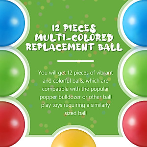 Civaner 12 Pcs Multi Colored Replacement Bulldozer Toy Balls 1.75 Inch Plastic Crush Proof Soft Air Filled Ocean Balls for Toddlers