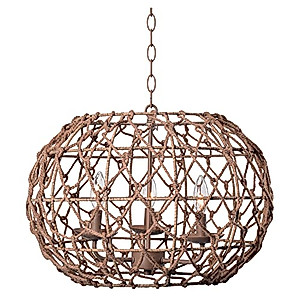 Kenroy Home 92072TN Torus Rustic Woven Pendant Light Fixture, Tan