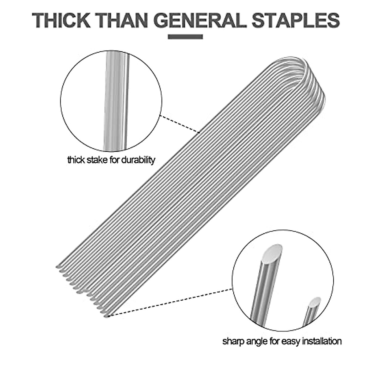 TQVAI 150 Pack Landscape Staples, 6 Inch 11 Gauge Garden Stakes, Galvanized U-Shaped Pins for Weed Fabric, Fence, Lawn, Yard