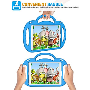 SUPLIK Kids Case for iPad 5th/6th Generation (9.7 inch, 2017/2018), iPad Air 1 & Air 2 & Pro 9.7 Kids Case with Shoulder Strap Handle Stand for iPad 5/6 & iPad Air 1st/2nd Gen, Blue