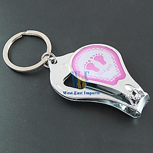 Baby Shower Pink Girl Keychain Favors (12 PCS) Nail Clipper and Bottle Opener Party Gift for Guest