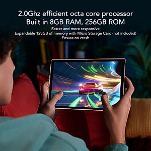 2 in 1 Tablet with Keyboard, 10.1 inch Android 12 Tablet PC, 8+256GB, Octa Core, 8MP+16MP Dual Camera, GPS, Bluetooth, WiFi, 4G LTE Tablet with Case (US Plug 100‑240V)
