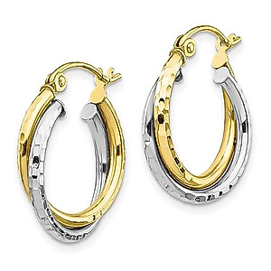10K Two Tone Gold Twisted Hoop Earrings
