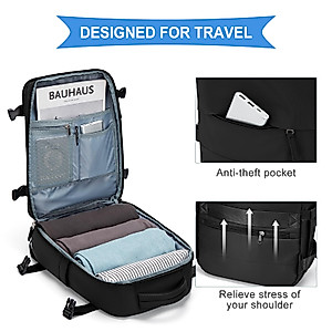 coowoz Large Travel Backpack For Women Men,Carry On Backpack,Hiking Backpack Waterproof Outdoor Sports Rucksack Casual Daypack Travel Essentials（Black Minimalist）