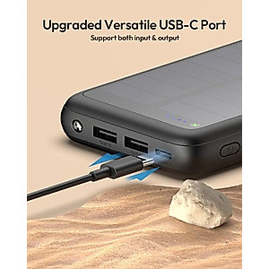 Hiluckey Solar Charger 27000mAh Power Bank USB C Portable Solar Charger with 3 USB Ports 5V/3A Fast Charging External Battery Pack for Cell Phone Tablet