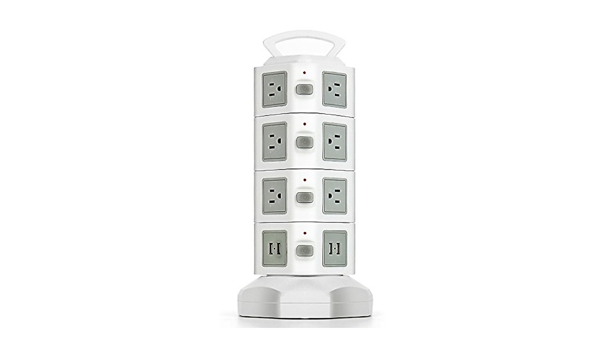 TNP Power Strip Tower: 14 Outlets & 4 USB Ports
