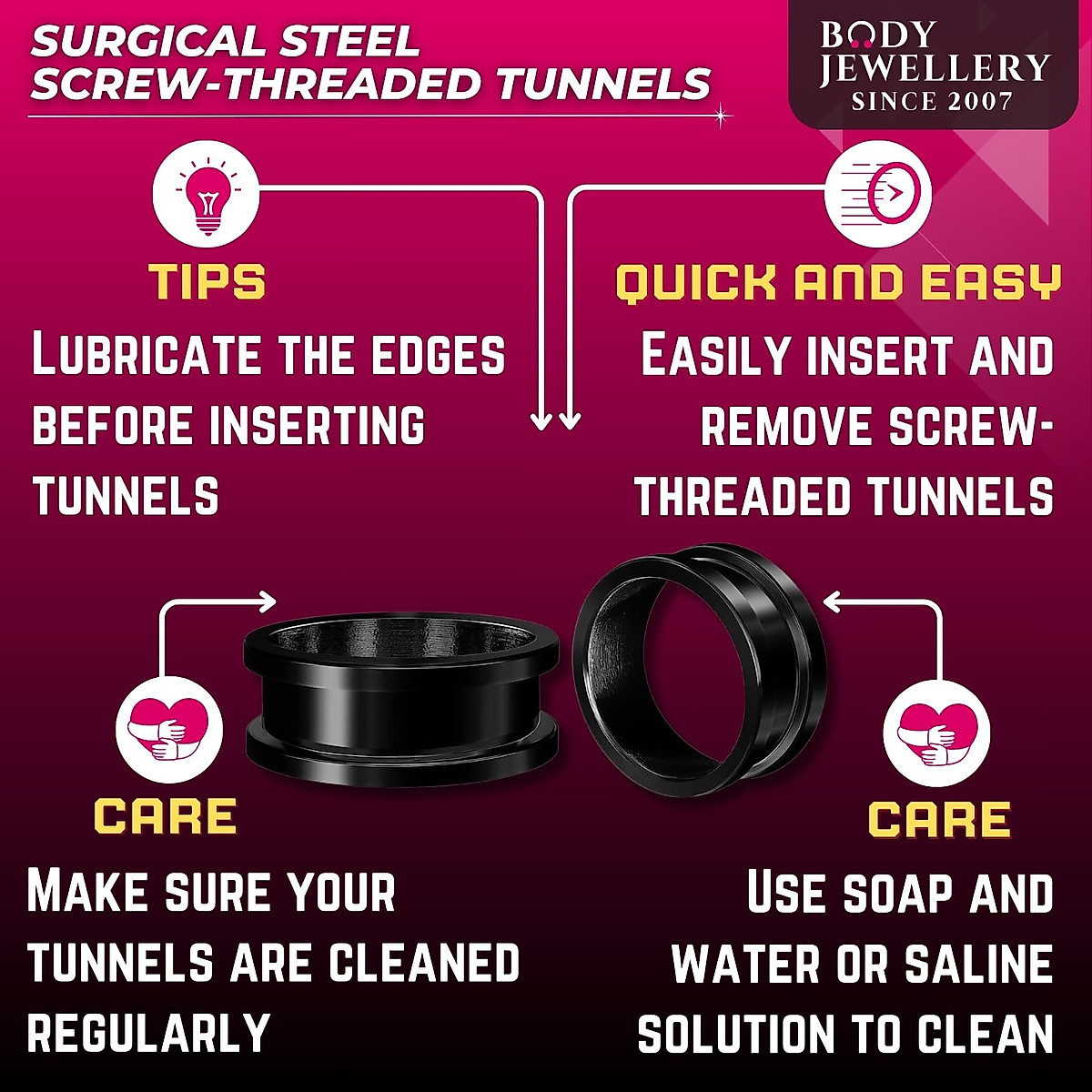 bodyjewellery 1" 1/8 inch 30mm Black Coated Surgical steel Flesh Tunnels Ear Gauge Plugs AICB Ear Stretching 2Pcs