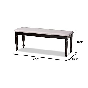 Baxton Studio Corey Modern and Contemporary Grey Fabric Upholstered and Dark Brown Finished Wood Dining Bench