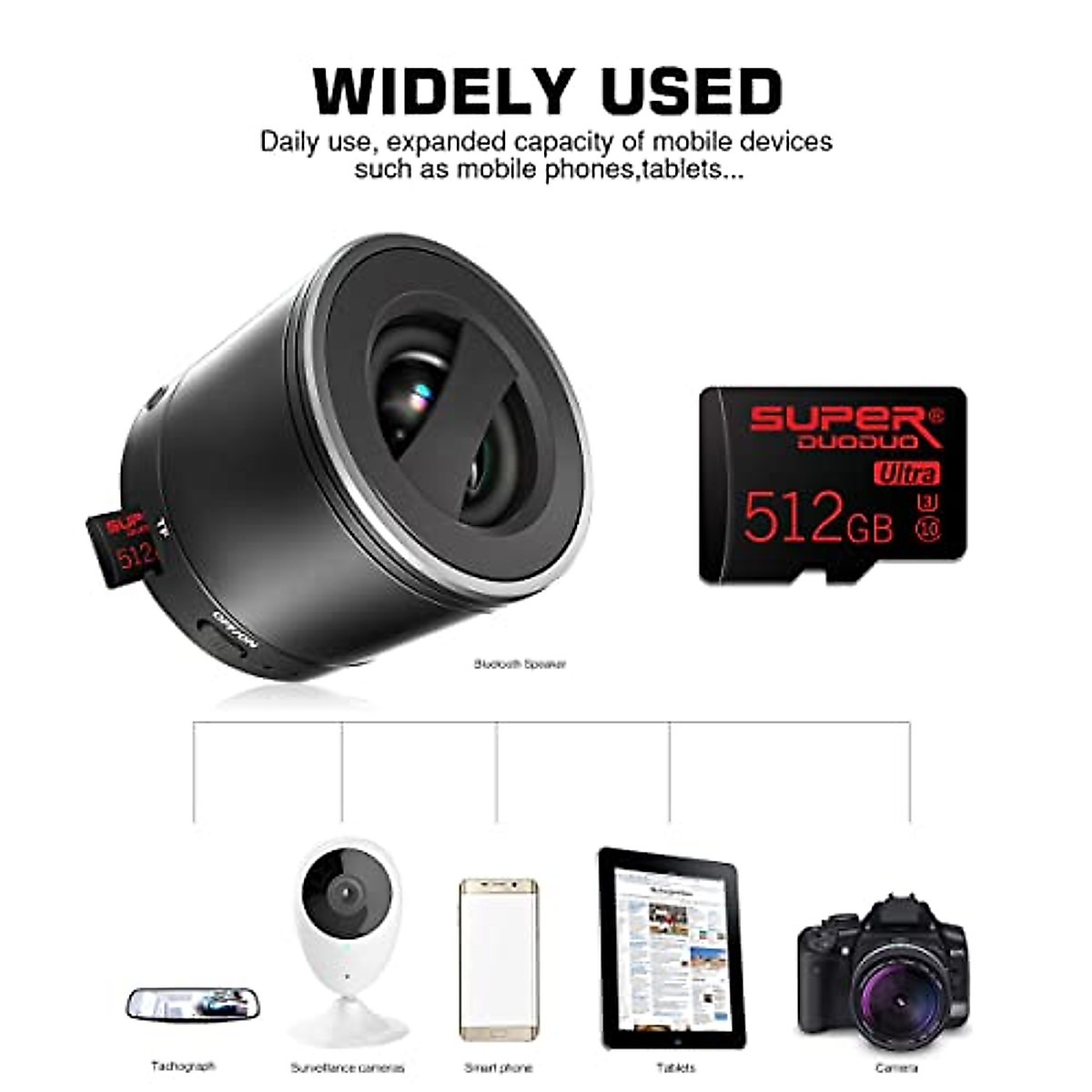 512GB Micro SD Card with SD Card Adapter Class 10 Mini SD Card High Speed Micro SD Memory Card 512GB TF Card Camera, TV, GOPRO, Smartphone