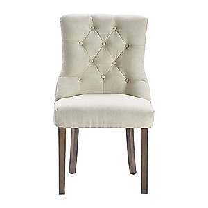 Finch Elmhurst Modern Button-Tufted Dining Chair, Elegant High Back Upholstered Fabric Accent, Set of Two, Cream