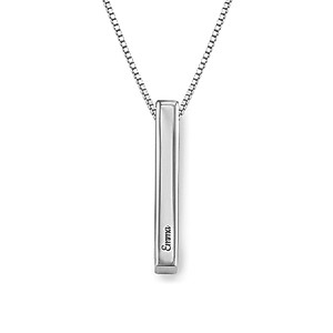 Oak&Luna Personalized Custom Pillar Bar Necklace -3D Engraved 4 Sides- Christmas Jewelry Gift for Her
