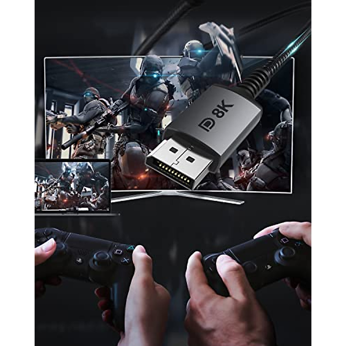 Stouchi USB C to DisplayPort 1.4 8K Cable 2M/6.6Ft Thunderbolt 4/3 to DP 4K@144Hz/120Hz 5K@60Hz 2K@240Hz HBR3 Adapter for iPad Pro M2, 2021 MacBook Pro, M1 Mac Mini, Dell XPS