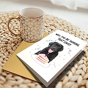 Funny Dog Birthday Card, Birthday Card from Dog, Happy Birthday Card for Dog Owner, Labrador Will You Be Sharing That Cake Bday Card