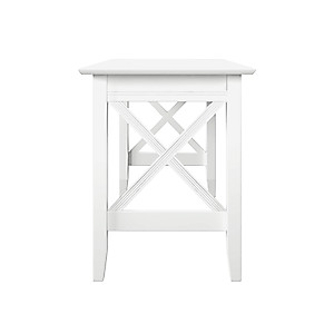 AFI 48" Solid Wood Writing Desk - Sturdy X Design - Home Office Desk Laptop Computer Work Study Table with USB Charger White