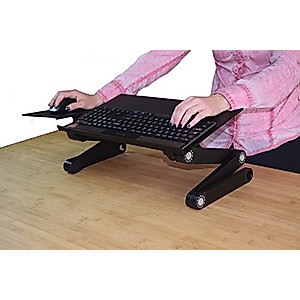 WorkEZ Keyboard and Mouse Tray ergonomic on-desk riser stand adjustable height angle negative tilt Raise computer keyboards to Standing Height sit stand-up standing accessories lift black